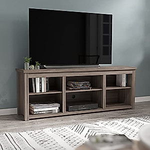 Flash Furniture Kilead Farmhouse TV Stand for up to 80" TVs-65 Engineered Wood Framed Media Console with Open Storage, 65", Gray Wash Oak