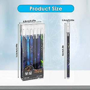cobee 12PCS Constellation Erasable Gel Pens, 0.5mm Fine Point Gel Ink Pens, Smooth Writing for School Office Home