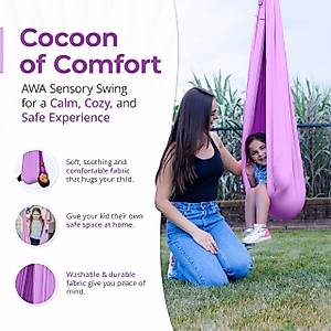 AWA Sensory Swing Indoor for Kids & Adults with Special Needs (Includes Hardware) Indoor Swing for Kids & Adults with Autism, ADHD, and Sensory Processing Challenges (Pink/Purple)