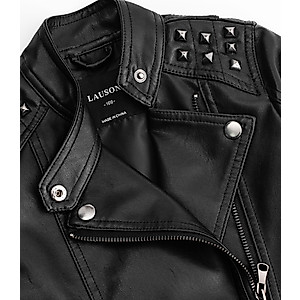 TLAENSON Boys Black Leather Jacket Studded Motorcycle Faux Leather Coat 4-5 Year Size 110