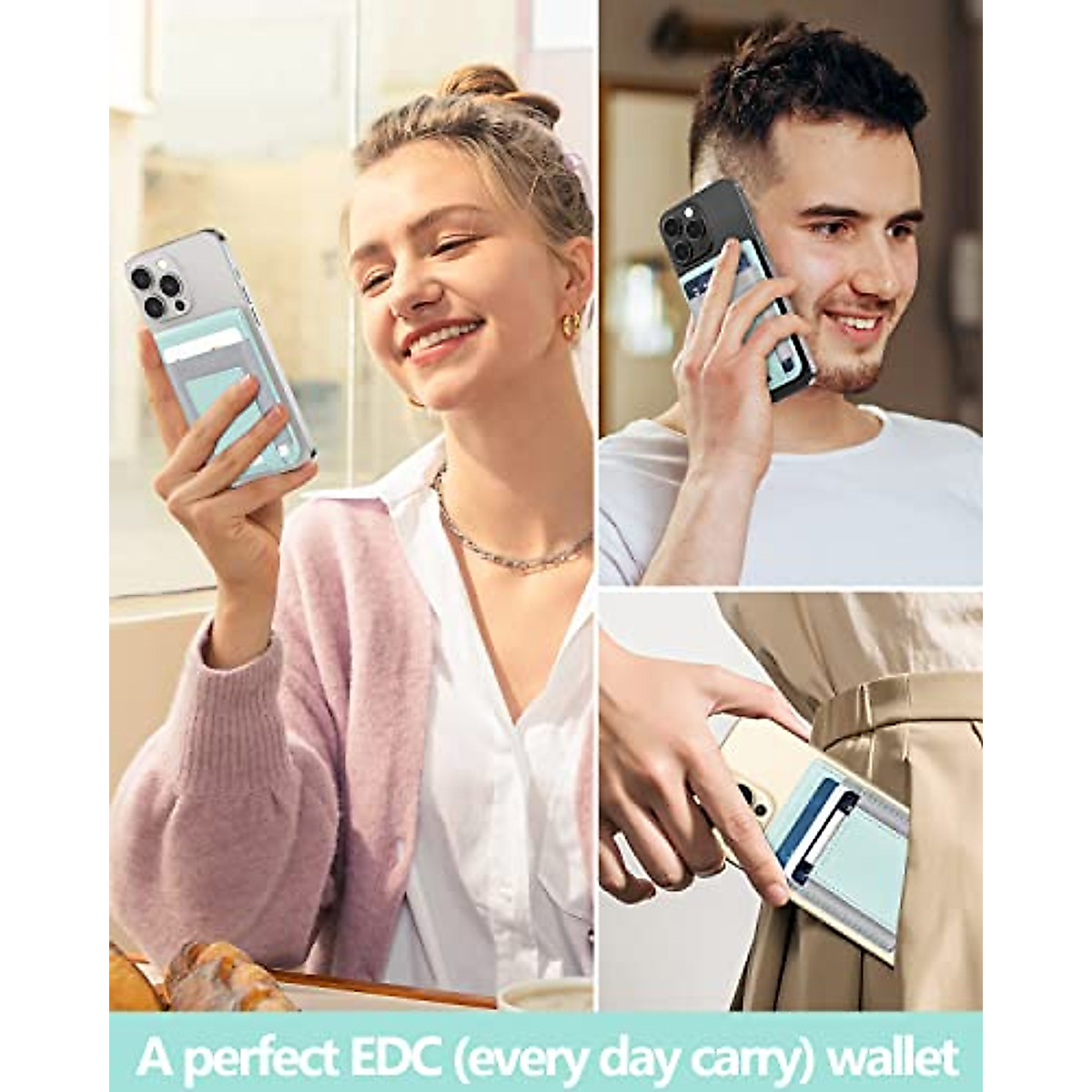 Miroddi MagSafe Wallet for Phone, iPhone Wallet with Stand, Leather Magnetic Wallet Cards Holder, Magnetic Wallet for iPhone 16/15/14/13/12 Series, Open ID Window, Fits 10 Cards, Green