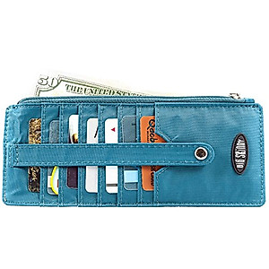 Big Skinny Women's Jaguar Credit Card Slim Wallet, Holds Up to 25 Cards, Ocean Blue , 3.5" X 7.6"