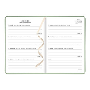Letts Conscious Weekly/Monthly Planner, 12 Months, January to December, 2024, Sewn Binding, A5 Size, 8.25" x 5.875", Multilingual, Sage (C082396-24)