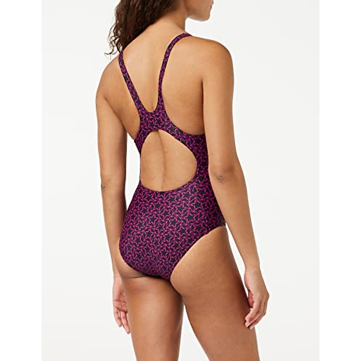 Speedo Boomstar Allover Muscleback One Piece Womens Swimsuit UK 8 Reg Black/Electric Pink