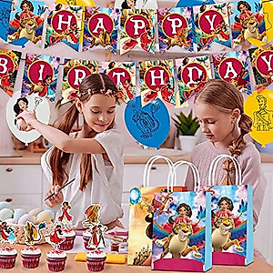 Thwae 16Pcs Elena of Avalor Party Favor Bags, Princess Elena Birthday Paper Gift Bags with Handles for Princess Elena Themed Party Decorations Goody Treat Candy Bags