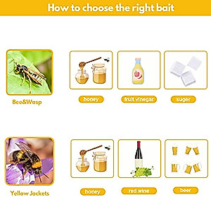 4 Pack Wasp Traps,Yellow Jacket Killer for Outdoor, Carpenter Bee Traps for Outside, Bee Catcher Hornet Trap for Yard, Farm, Fly Trap, Yellow