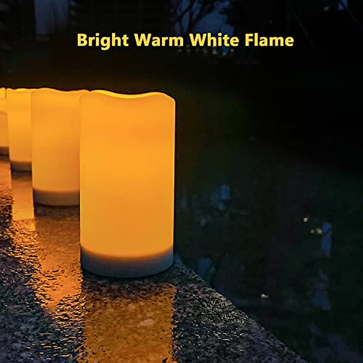 salipt Solar Powered Candles - 3.25" x 6" Waterproof LED Flameless Pillar Candle Set,Dusk to Dawn, Rechargeable Solar Battery Included,Waterproof for Patio Decor,Set of 4