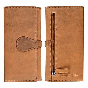 ESTALON Real Leather Wallets for Women RFID - Long Wallet Women's Ladies Clutch Zipper Pocket Multi Credit Card Case Holder Girls