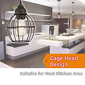 WISBEAM Dark Bronze Kitchen Island Pendant Lighting Fixture, Cage Hanging Pendant Lights with E26 Medium Base Max. 60 Watts, Bulbs not Included, 2-Pack
