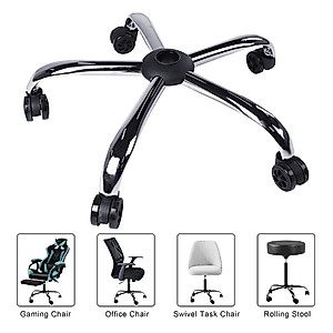 Frassie 25 Inch Office Chair Base with 5 Casters Wheels, Universal Heavy Duty 2500 Lbs Metal Chair Base Part Replacement