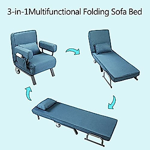 MAXCBD Couch Sleeper Home Recliner Folding Sofa Bed Arm Chair Convertible Sleeper Leisure Recliner Lounge Couch for Small Space Living Room