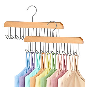 Fitnice 2 Pack Bra Hanger, Belt Hanger for Closet with 20 Metal Hooks Tank Top Hanger Space Saving Tie Rack for Men Closet Organizers and Storage Hanging for Sport Bra, Belt, Tie, Scarf, Lingerie