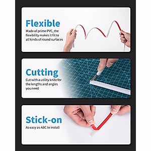 Art3d 10 Ft Peel and Stick Trim for Backsplash Tile Edge, Self-Adhesive Liner for Corner Decor in White