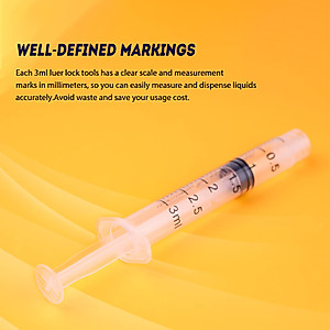 SHAOTONG 3mL Syringe with 23 Gauge 1 Inch Dispensing Needle, Lab Disposable Sample Injection Syringes for Measurement Liquid, Refilling Inks, Oil or Glue Applicator, 20 Pack