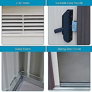 5' x 7' Outdoor Storage Shed, Metal Sheds & Outdoor Storage with Lockable Door and Vents, Garden Shed Tool Storage Shed for Backyard Patio Lawn, White