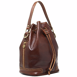 Floto Ciabatta Leather Satchel Bucket Bag
