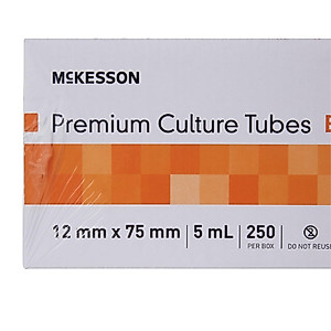 McKesson Glass Culture Tubes - Borosilicate Glass Test Tubes, Chemical Resistant Fire-Polished Rims, 5 mL Volume, 12 x 75 mm, 250 Count