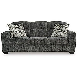 Signature Design by Ashley Lonoke Modern Sofa with 2 Accent Pillows, Gray