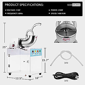 VIVOHOME Stainless Steel Electric Dual Blades Commercial Ice Crusher Shaver Snow Cone Maker Machine with Acrylic Box 440lbs/hr