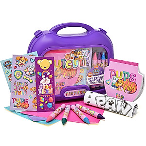 Gift Boutique Paw Patrol Coloring and Activity Carry Case, includes Jumbo Crayons, Stickers, Mess Free Crafts, Doodle Pad, Gift Boutique Bookmark, Reuse Me Stickers, for Girls, Toddlers and Kids