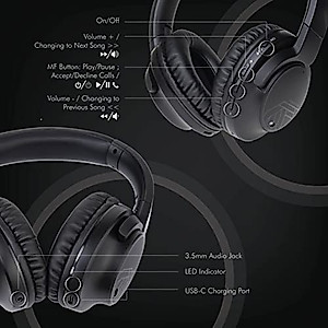 Bluetooth Headphones, PowerLocus Bluetooth Headphones Over-Ear, Passive Noise Cancelling Headphone with Microphone, 70Hrs Playtime, Foldable Wireless Headphones,Hi-Fi Deep Bass for Work,Home Office,PC
