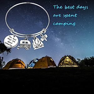 KUIYAI Happy Camping Bracelet The Best Days Are Spent Camping Bangle Camper Jewelry Camping Lovers Gift (Camping Bracelet)