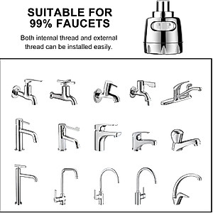 Sink Faucet Attachment, Movable Kithchen Faucet Head 360° Rotatable Faucet Sprayer Head Replacement Water Saving Faucet Extender,Anti -Splash,3 Modes, Chrome Faucet Head for Kitchen and Bathroom