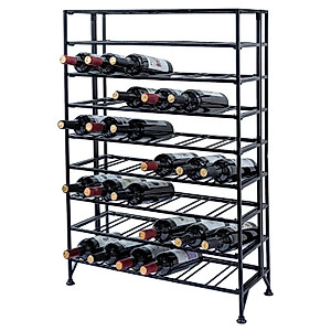 MyGift Black Metal Wine Rack Freestanding Floor Stand, 9 Tier Beverage Bottle Storage Shelf - Holds up to 54 Bottles