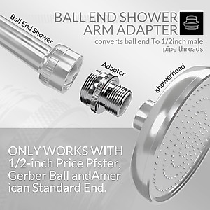 3 PCS Ball End Shower Head Swivel Ball Adapter Set,Old Style Heads to 1/2-Inch Male Pipe Thread