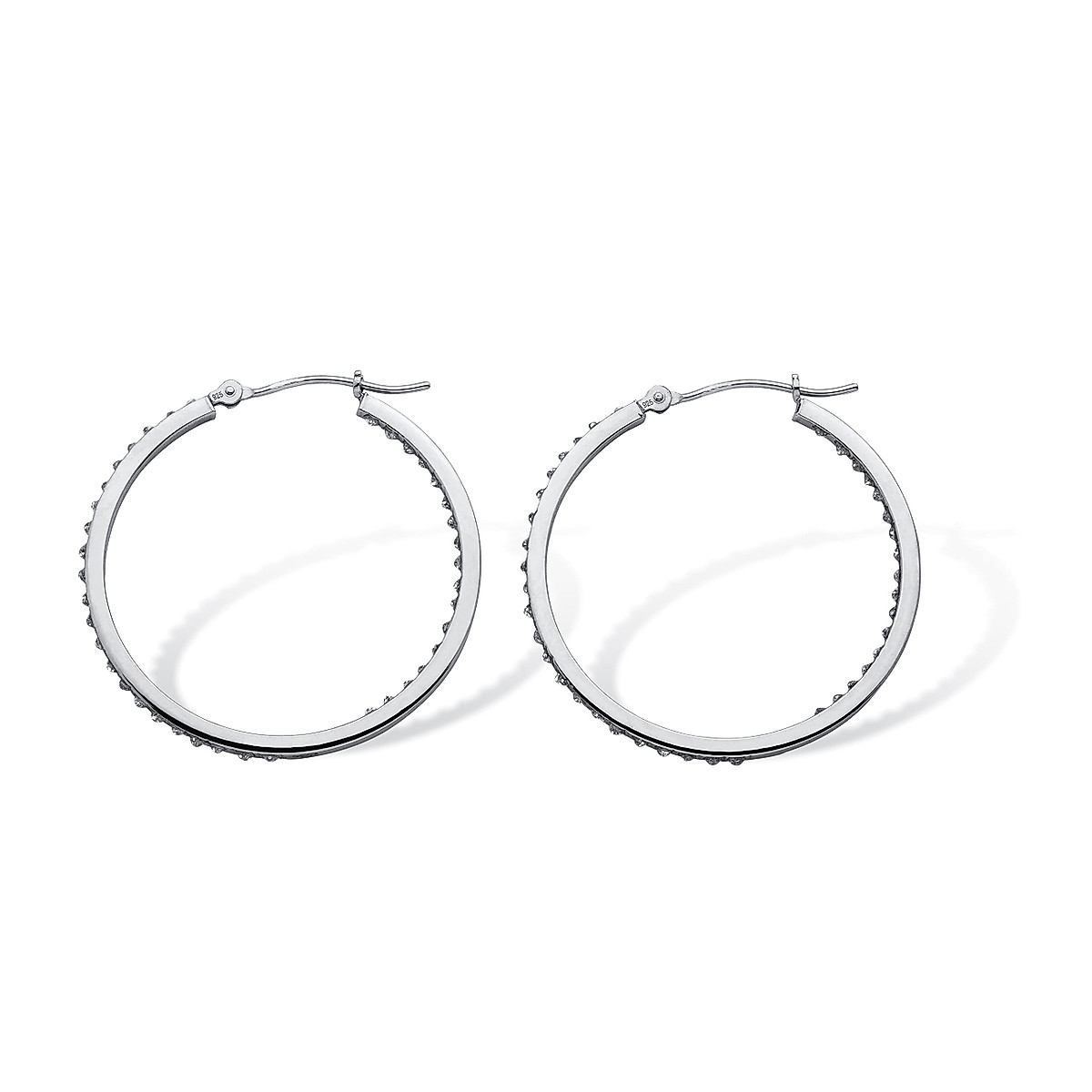 PalmBeach Platinum-plated Sterling Silver Genuine Diamond Accent Inside Out Hoop Earrings (31mm)