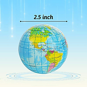 LovesTown 20 PCS Globe Squeeze Balls, 2.5 Inch Earth Stress Relief Balls Foam Squeeze Balls Educational Stress Balls for Finger Exercise School Carnival Reward Party Bag Gift