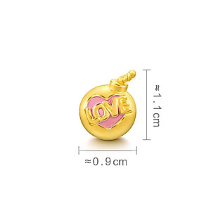 CHOW SANG SANG 999 24K Solid Gold Mini Charm Love Dynamite Charm Bracelet for Women 93138C (Gold, 17 CM)