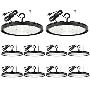 10Pack High Bay LED Lights 240W 33,600LM 5000K 140LM/W, Plug-n-Play High Bay LED Shop Lights, UFO LED Warehouse Lights, 0-10V Dimmable Commercial LED Lights for Warehouse Workshop Factory AC100-277V