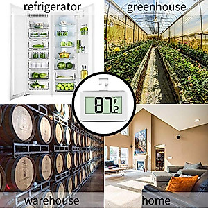Mini Refrigerator Fridge Thermometer, 2 Pack Digital Freezer Thermometer Waterproof Room Thermometer with Hook, Large LCD Display