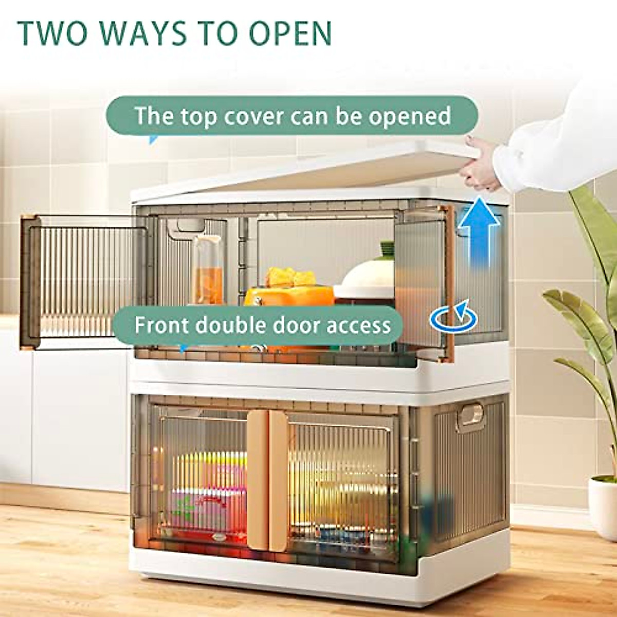 Luseba Storage Bins with Lids 3 Pack - Collapsible Plastic Storage