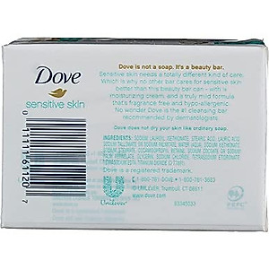 Dove Sensitive Skin Beauty Bar Soap, Unscented, 4 oz, 2 Ct (2 Pack) (Bundle)