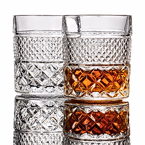 Crystal Whiskey Glasses - Set of 4 Admiral Glass Tumblers (9.5oz, 280ml) for Whisky, Scotch & Bourbon - Brilliant Rocks Glasses for Cocktails & Drinks - Elegant Gold Foil Gift Box