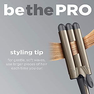 INFINITIPRO by CONAIR 3 Barrel Curling Iron, Hair Waver, Create Beachy Waves, Long-Lasting Waves for use on Medium to Long Hair