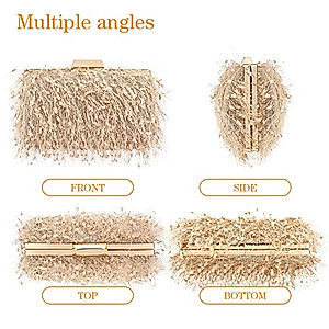 Clutch Purse for Women Cute Handbags Top Handle Evening Bag Crossbody Bag Shoulder Bag for Wedding Party Prom Banquet (Champagne)