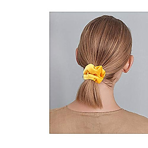 GUVASS 12 Pack Hair Scrunchies Yellow Velvet Elastics Scrunchy Bobbles Soft Hair Bands Hair Ties