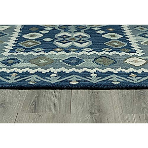 Momeni Tangier Wool Hand Tufted Traditional Indoor Area Rug, Blue, 8' X 11'
