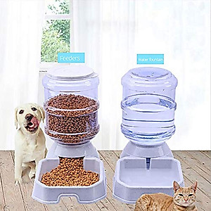 whatBYDs Dog Cat Large Automatic Feeder Bowl Food Water Dispenser Non-Spill Pet Container Flatware 3.8L - Black for Water Apple