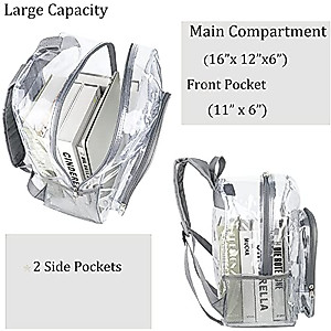 JOMPARO Heavy Duty Transparent Clear Backpack See Through Plastic Backpacks for School,Sports,Work,Security,Stadium,College