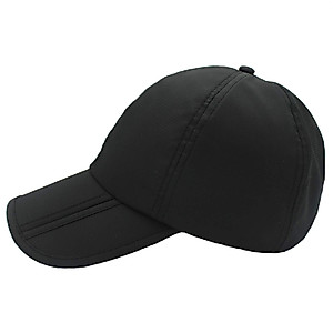Waterproof Quick-Drying Baseball Cap Foldable Sun Hat Unisex Man Woman Outdoor Sport Camping Tennis Golf Caps Hats (Black)