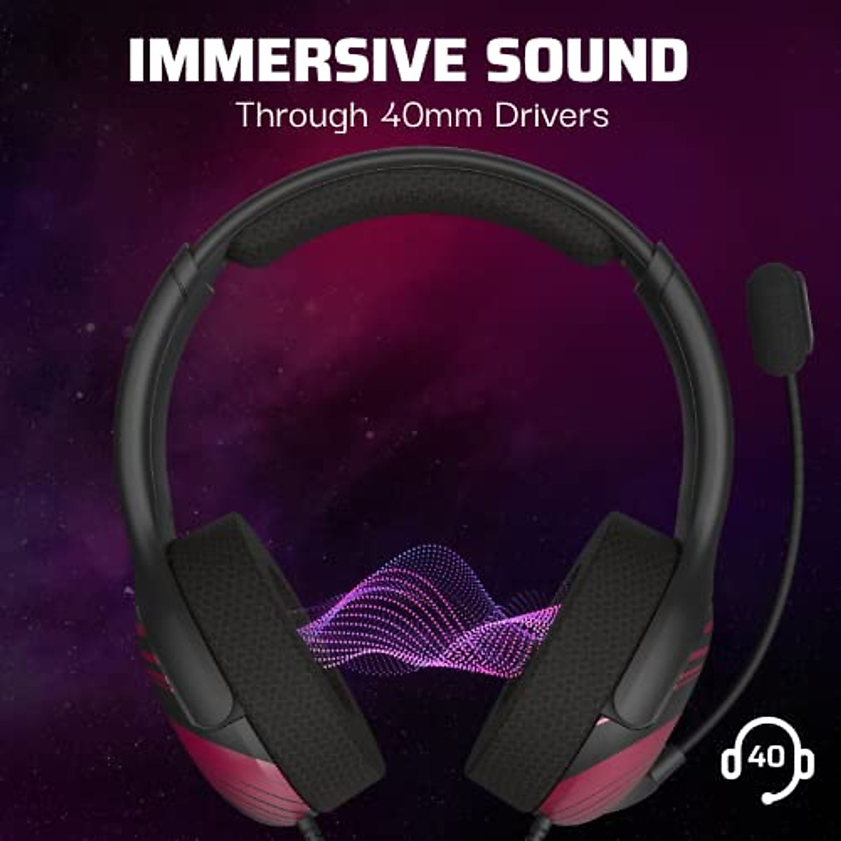 PDP Gaming AIRLITE Xbox Headset with Mic, Licensed Microsoft Xbox Accessories - Series X|S, Xbox One, PC/Windows 10/11, Lightweight, Stereo Headphones, Wired Power, Noise-Cancelling mic - Ruby Swirl