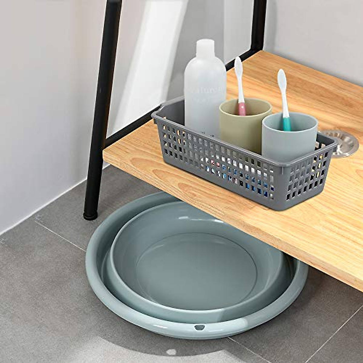 Gloreen Slim Pencil Plastic Basket, Grey Narrow Spices Storage Baskets, 6 Packs