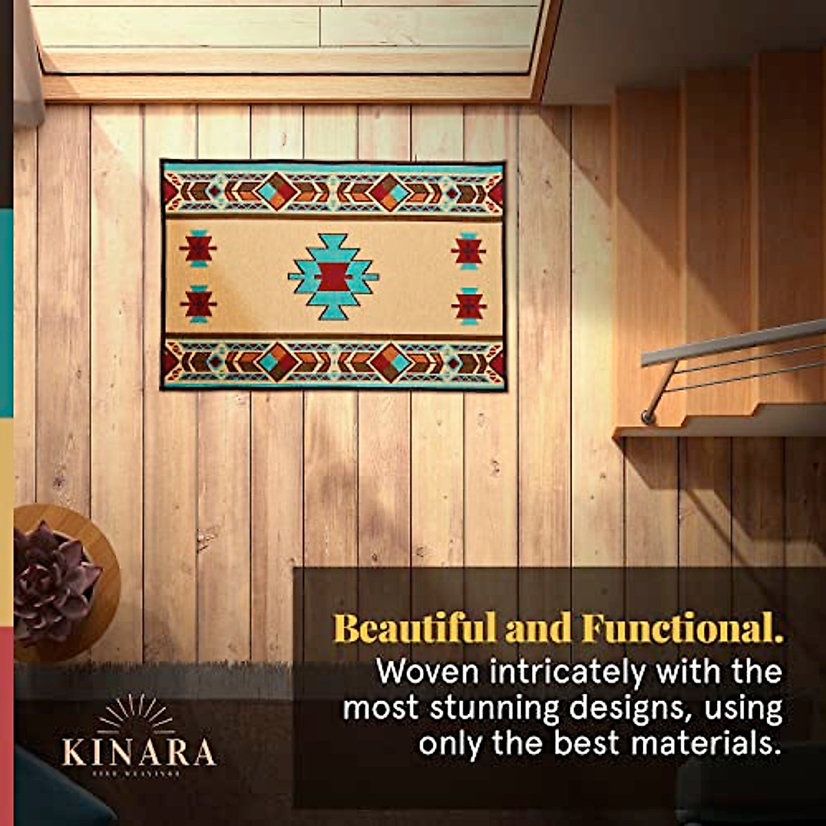 Kinara Carrizo Area Rug – Southwestern Native American Design – Beautiful and Unique Pattern – Fine Weaving and Quality Material for Everyday Use – Non-Skid – 3x2 feet