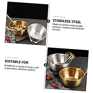 Tofficu 1pc Stainless Steel Instant Noodle Bowl Hot Pot Korean Noodle Pot Japanese Pot Noodles Pan with Lid Hot Pot Cooker Mini Cooking Utensils Kitchen Gadget Useful Soup Pot