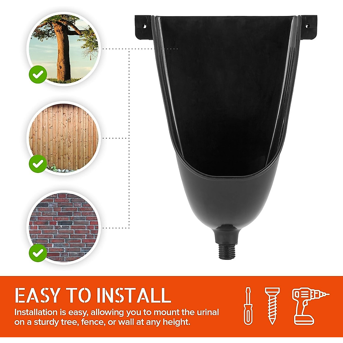 Stock Your Home Waterless Urinal for Men (Gray), Plastic Urinals for Men's Garage, Shed, or Backyard, Wall Mount Urine Diverter and Outdoor Camper Urinals, Portable Urinal for Men, Waterless Toilet