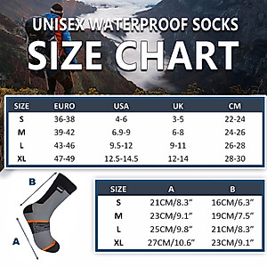 Fullsheild Waterproof Socks for Men, Unisex Outdoor Breathable Hiking Wading Cycling Running Skiing Mid-cuff Socks Grey L